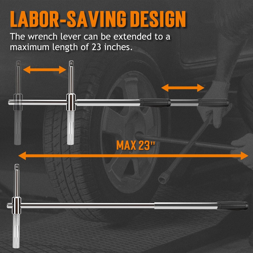 Extended Lug Wrench, 4 Way Tire Iron for Car, Lug Nut Removal Tool with ...