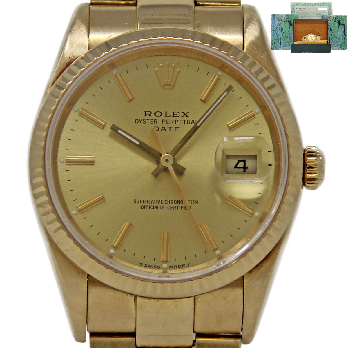 Rolex Date 34mm 15238 18K Gold UNPOLISHED FACTORY BOX&PAPERS ...