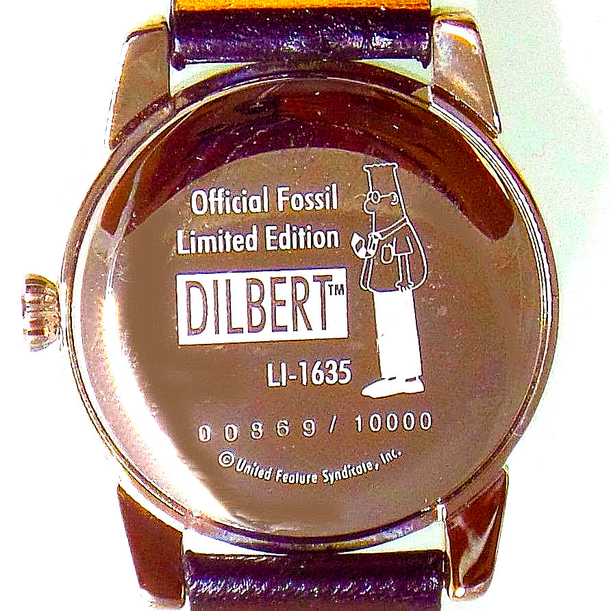 Dilbert Limited Edition Fossil Mans Leather Band New Unworn Watch #876/ ...