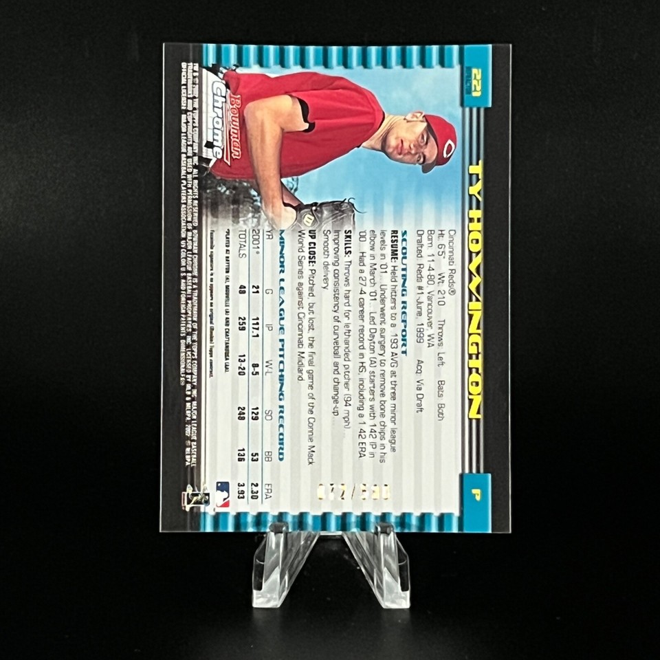 Ty Howington 2002 Bowman Chrome Refractors Reds Baseball #221 /500 RARE ...