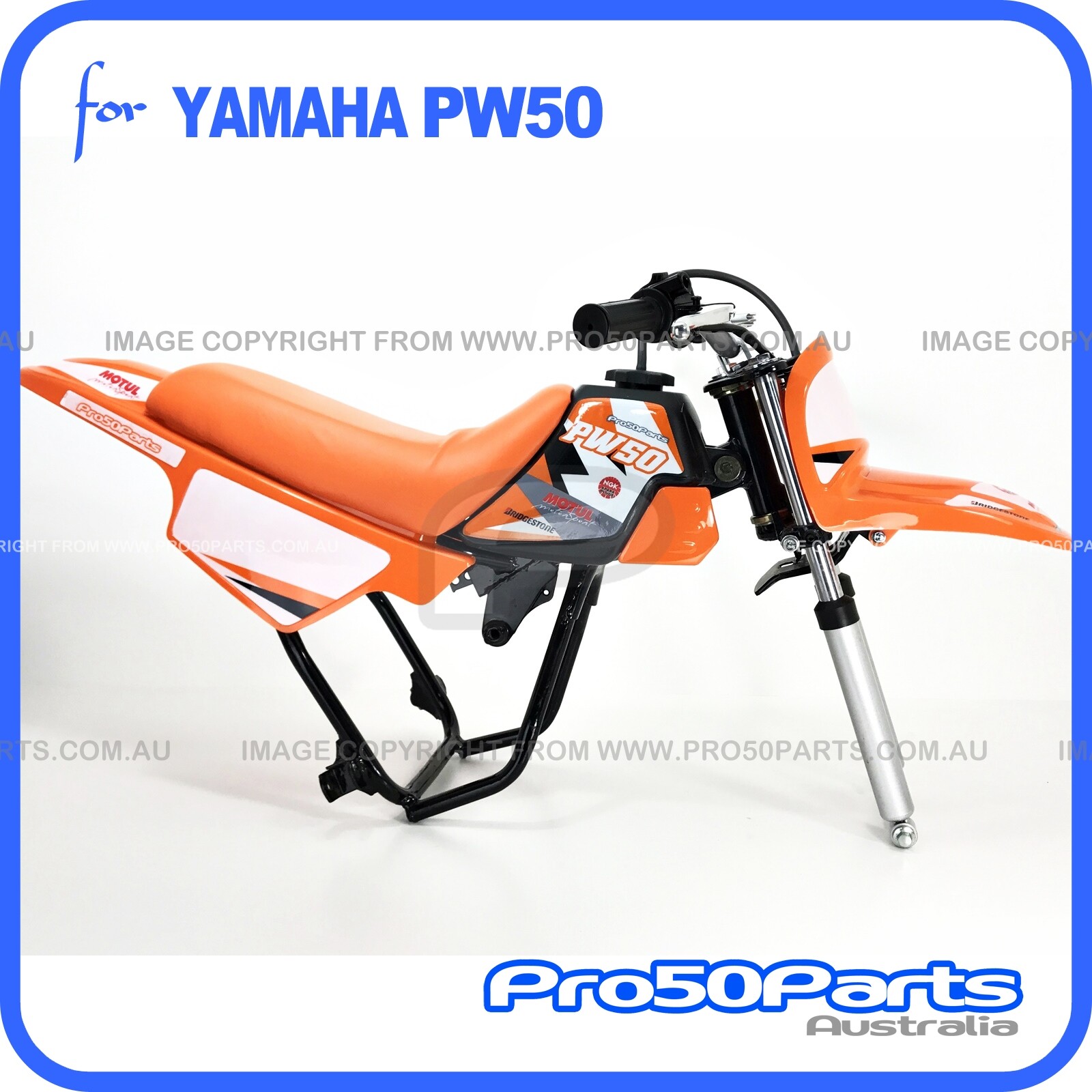 Yamaha PW50 Peewee 2000-2016 Orange Plastics Fender, Seat + Black Tank ...