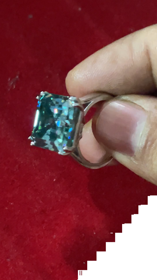 10.17 Ct VVS1: Huge Asscher Blue Moissanite Diamond Solitaire Silver ...