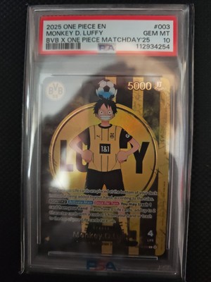 Bvb x One Piece PSA 10 Monkey D Luffy Promo Card ST13-003 Matchday 25 ...