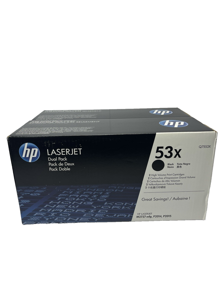 HP 53X Black Toner Dual Pack Q7553XD LaserJet Cartridge Genuine OEM New ...