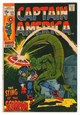 Captain America 122 Fine 6.0 Marvel Comics Sharon Carter Scorpion 1970 ...