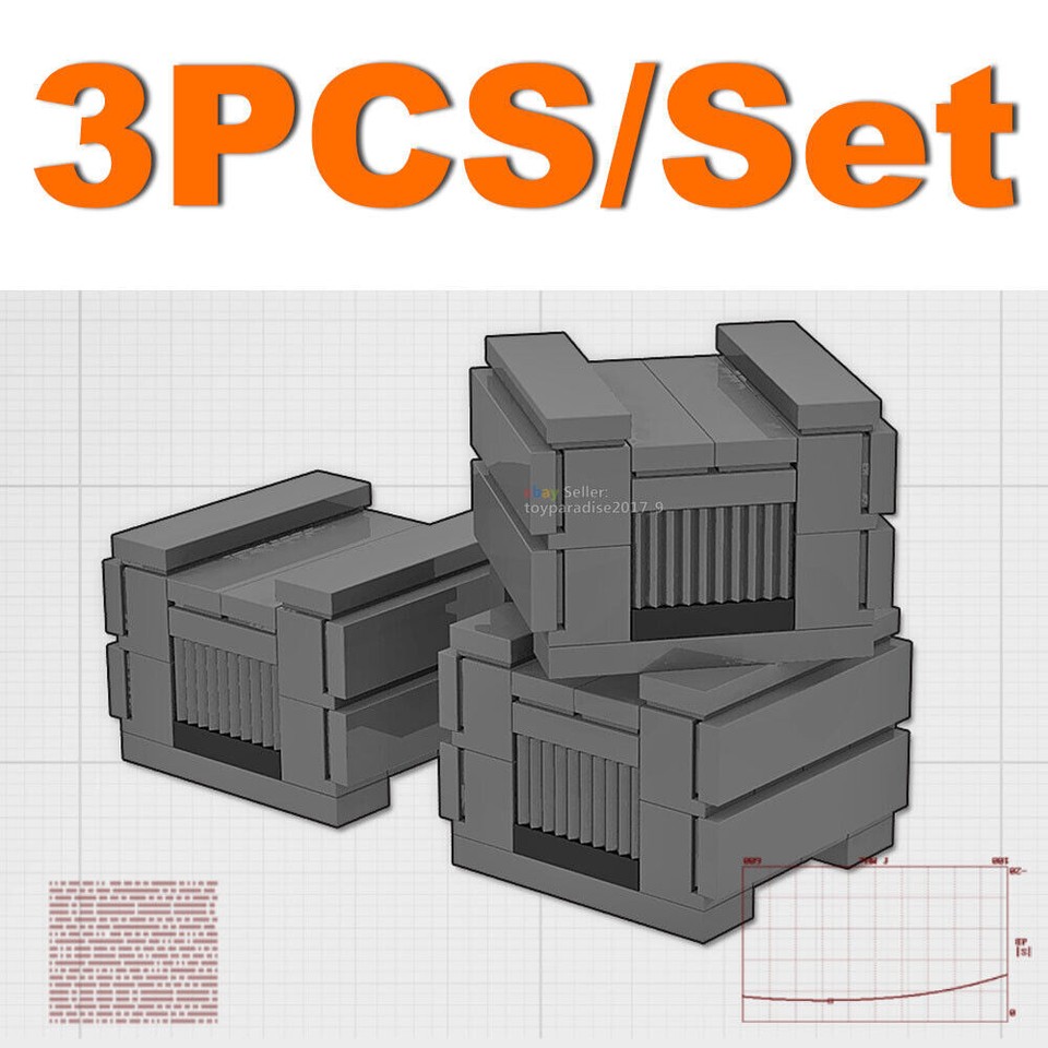 MOC WWII Military Base Weapon Barrier Roadblock Box Scene Building ...