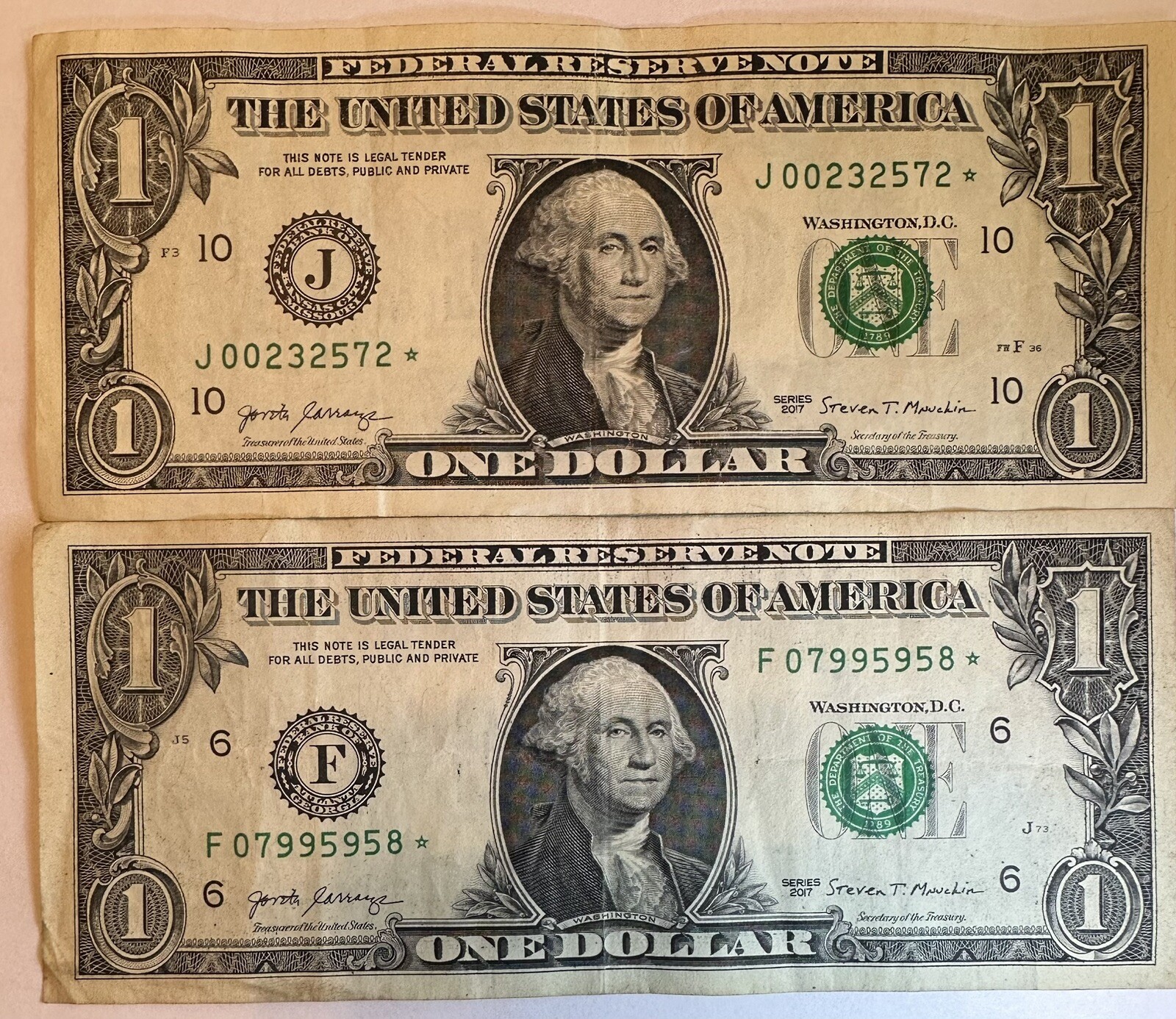 $1 One Dollar Bill STAR NOTE Series 2017 Very Good Condition | eBay