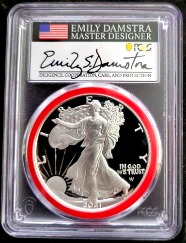 2021-S Silver Eagle PCGS PR70 Mint Designer Series Emily Damstra First ...