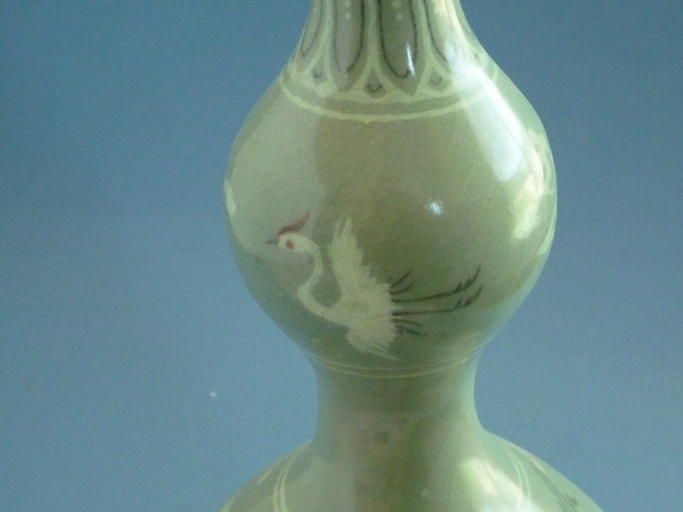 Korean Koryo Dynasty Birds Pattern Vase 高麗瓷鶴紋葫蘆瓶 | eBay