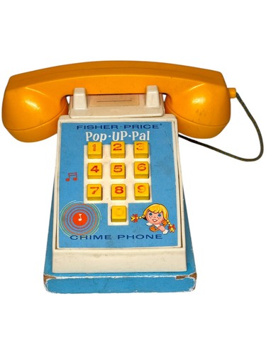 VTG Fisher Price Pop-Up Pal Chime Phone 1968 #150 Toy Telephone No ...