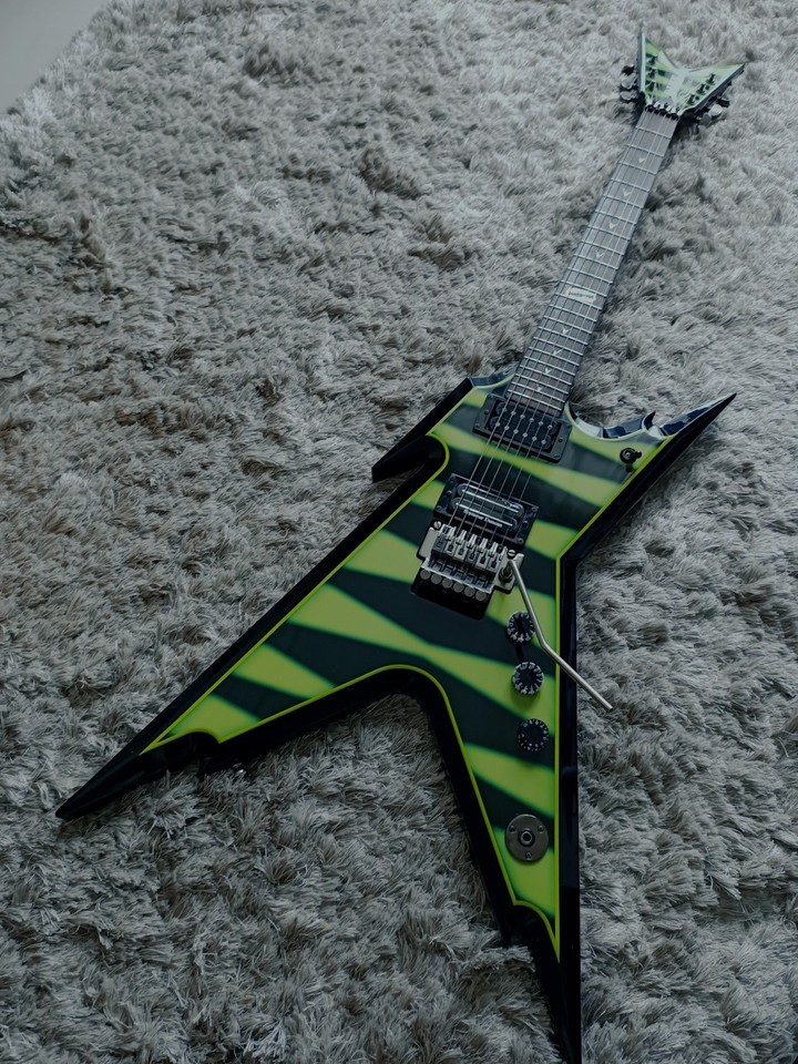 Dean Dime Razorback Bumblebee Slime Green Signature Guitar with Hard ...