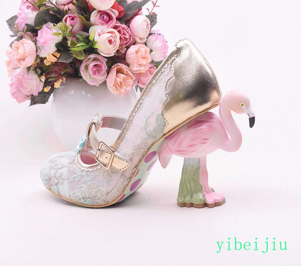 Women's High Flamingo Shape Heels Sequins Dress Evening Banquet Ball ...