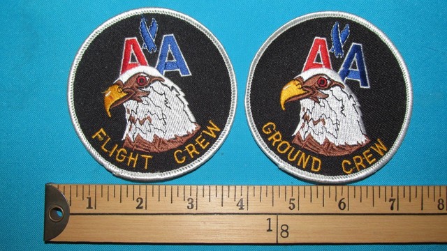 2 RARE AA AMERICAN AIRLINE USA FLIGHT CREW GROUND CREW AIRPLANE PATCH ...