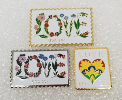 Love USPS Postage Stamp Enamel Lapel Pin Lot of 3 | eBay