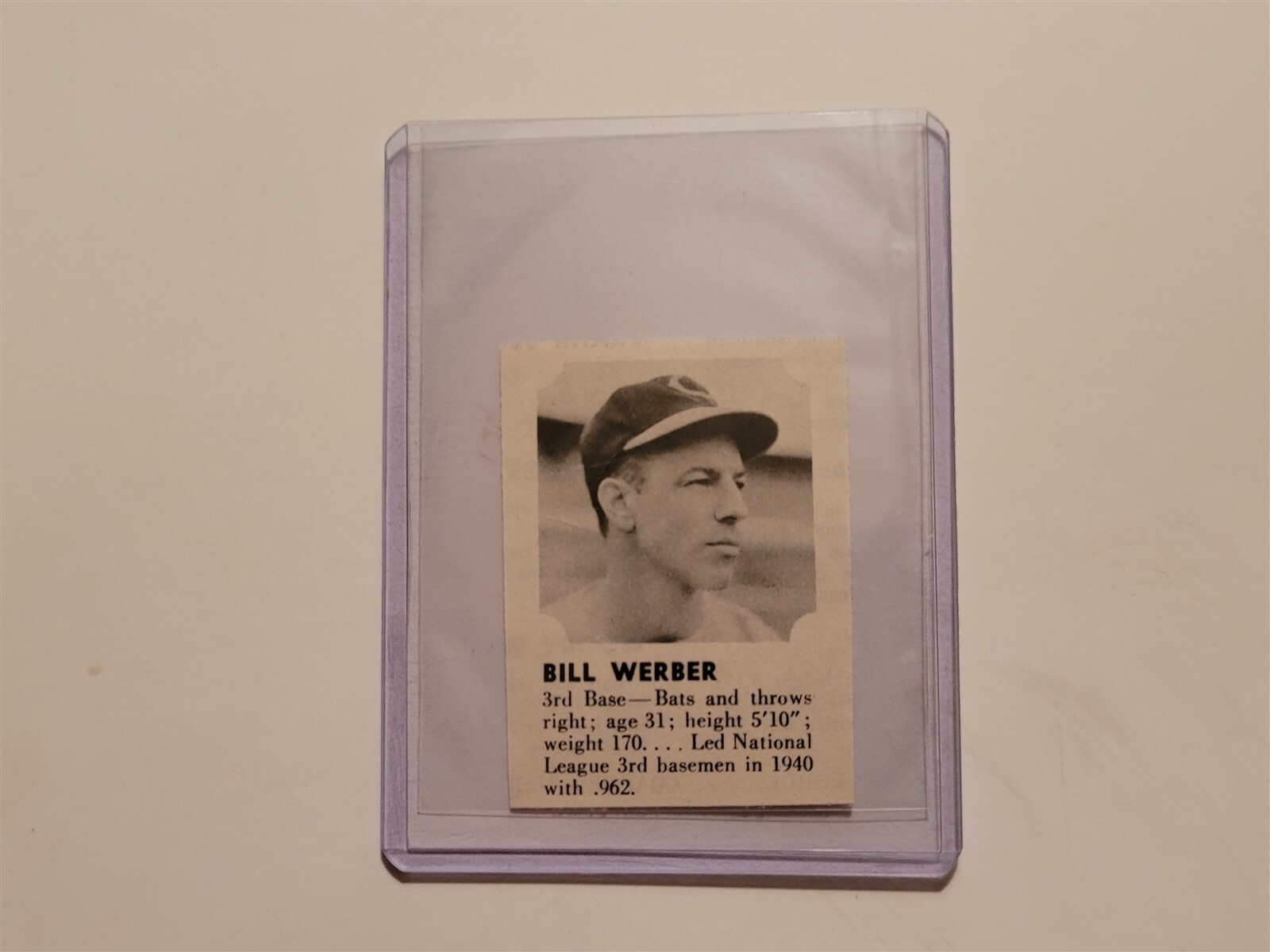 Bill Werber 1941 Baseball Oddball Cut Out Panel Reds | eBay
