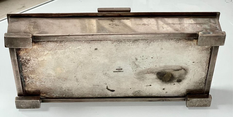 Vintage NickelSilver Plated Wooden Rectangular Box 20th Century ...