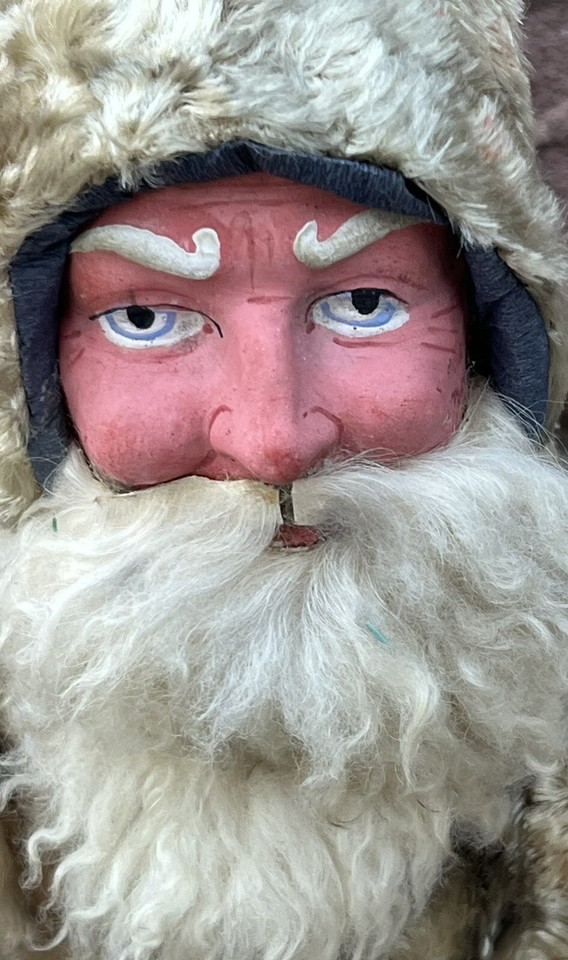 Early Antique Santa Brown Coat 21”German Santa Candy Container Brown ...