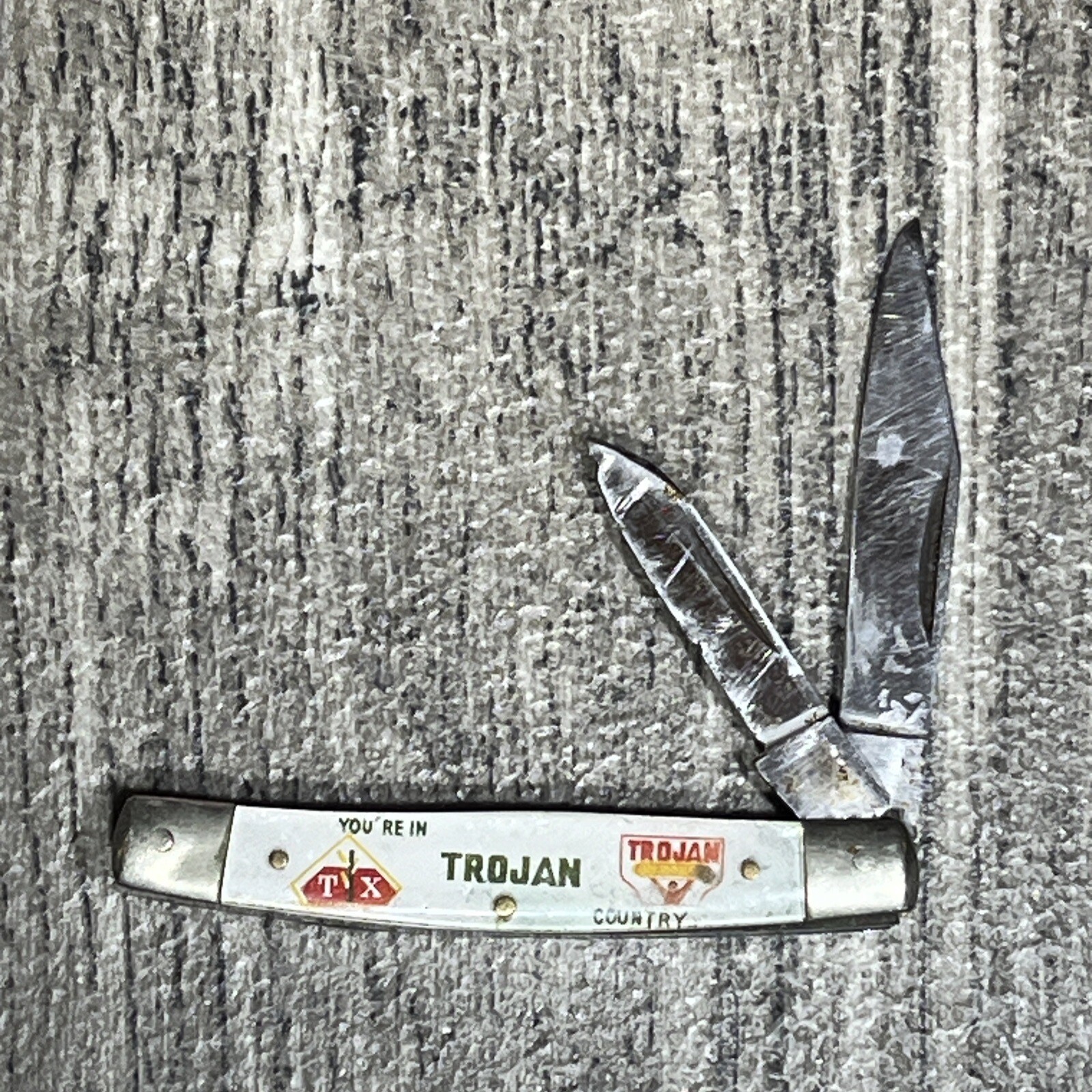 VINTAGE TX TROJAN HYBRID SEED IMPERIAL ADVERTISING 2 BLADE FOLDING ...