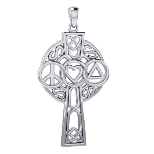 Large Peace Heart Recovery Cross 925 Sterling Silver Pendant Spiritual ...