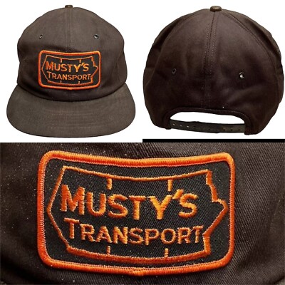 Vtg Musty’s Transport Snapback Hat Trucking Company Patch Logo Truck ...