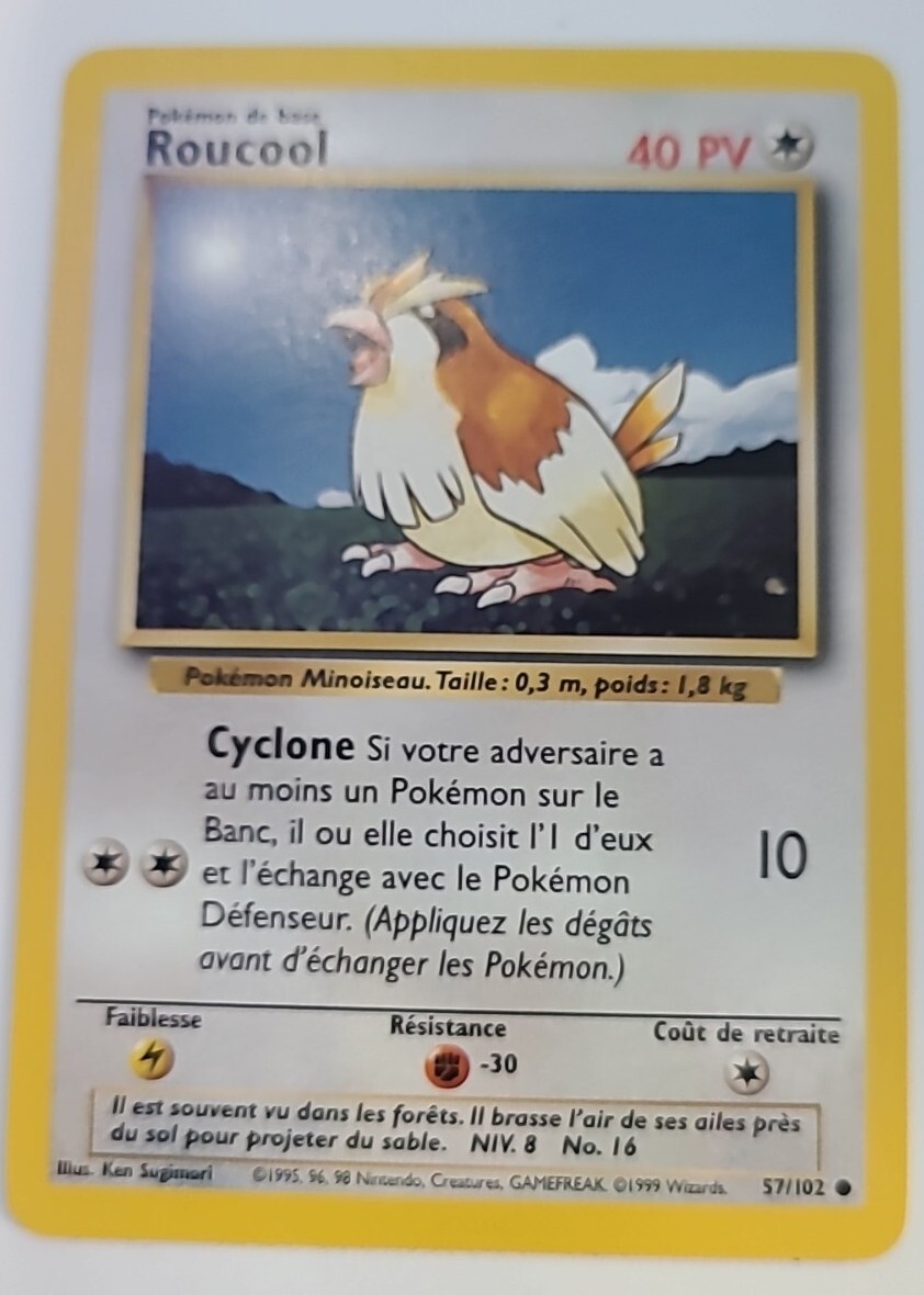Pokemon Card Pidgey/Roucool (French) 57/102- Base Set Unlimited- WOTC ...