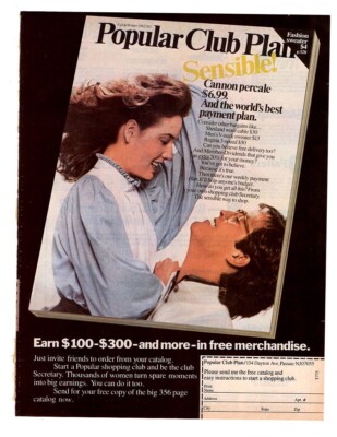 Vintage 1970s magazine print ad Popular Club Plan merchandise sales ...
