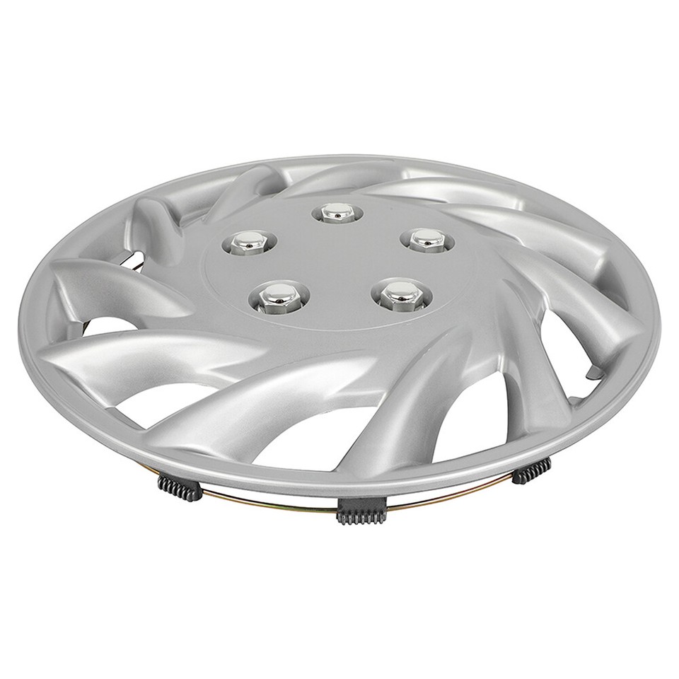 14“ Silver Set of 4 Wheel Covers Snap On Full Hub Caps For R14 Tire ...