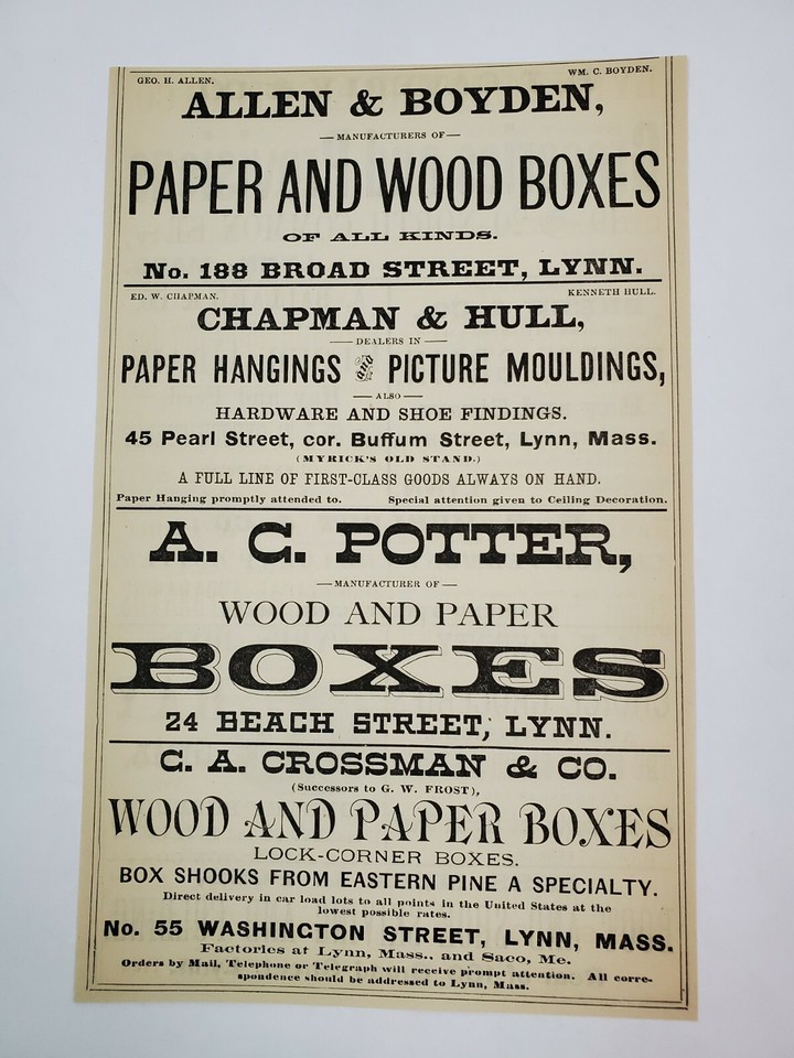 1887 Lynn Massachusetts Advertisement Grocery Caverly Ballard Hurlbut ...