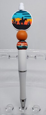 Custom Cowboy Sunset Beaded Ink Pen Black Ink - Free Refill | eBay
