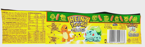 HEINZ POKEMON PASTA & MINI SAUSAGES TIN LABEL SWEET LOLLY WRAPPER ...