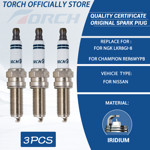 3PK Spark Plug TORCH9 Replace for NGK 95079/LKR8GI-8 92607/ILKR8P8 ...