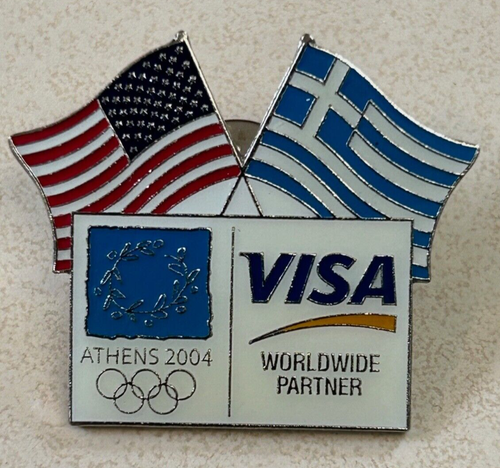 Olympic Pin - VISA - Athens - 2004 - New | eBay
