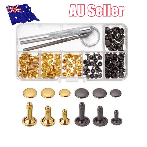 AU 6/8/10mm Metal Round Double Cap Rivets Leather Craft Stud Repair ...