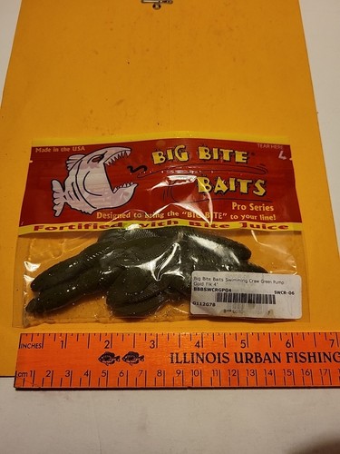 Big Bite Baits Swimming Craw Green Pumpkin Gold Flake 4" 5pk. - Fishing ...