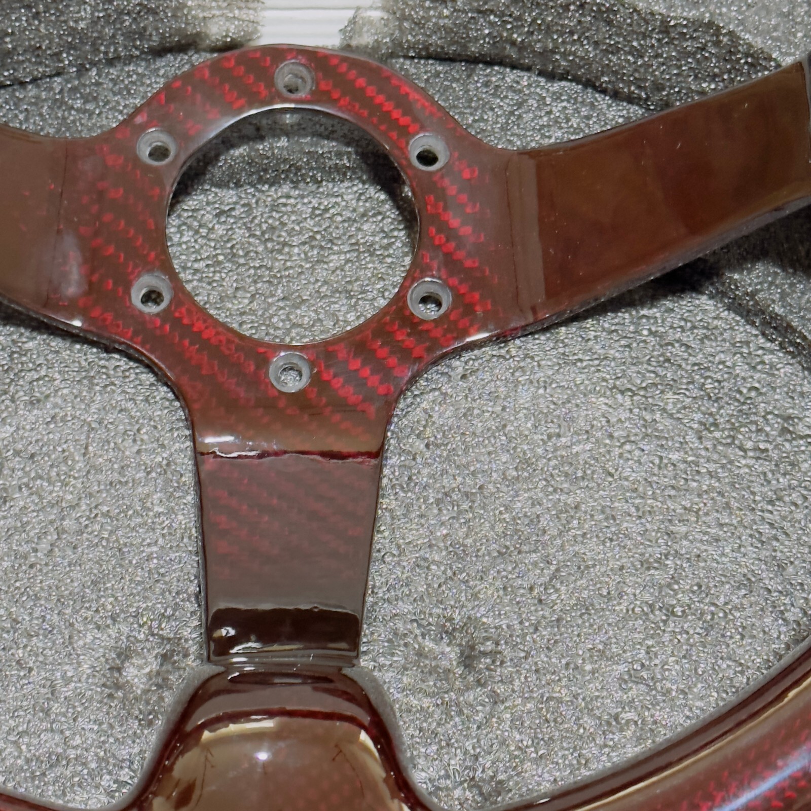 350mm Full Glossy Red Carbon Fiber Racing Steering Wheel 3" Depth 6 ...