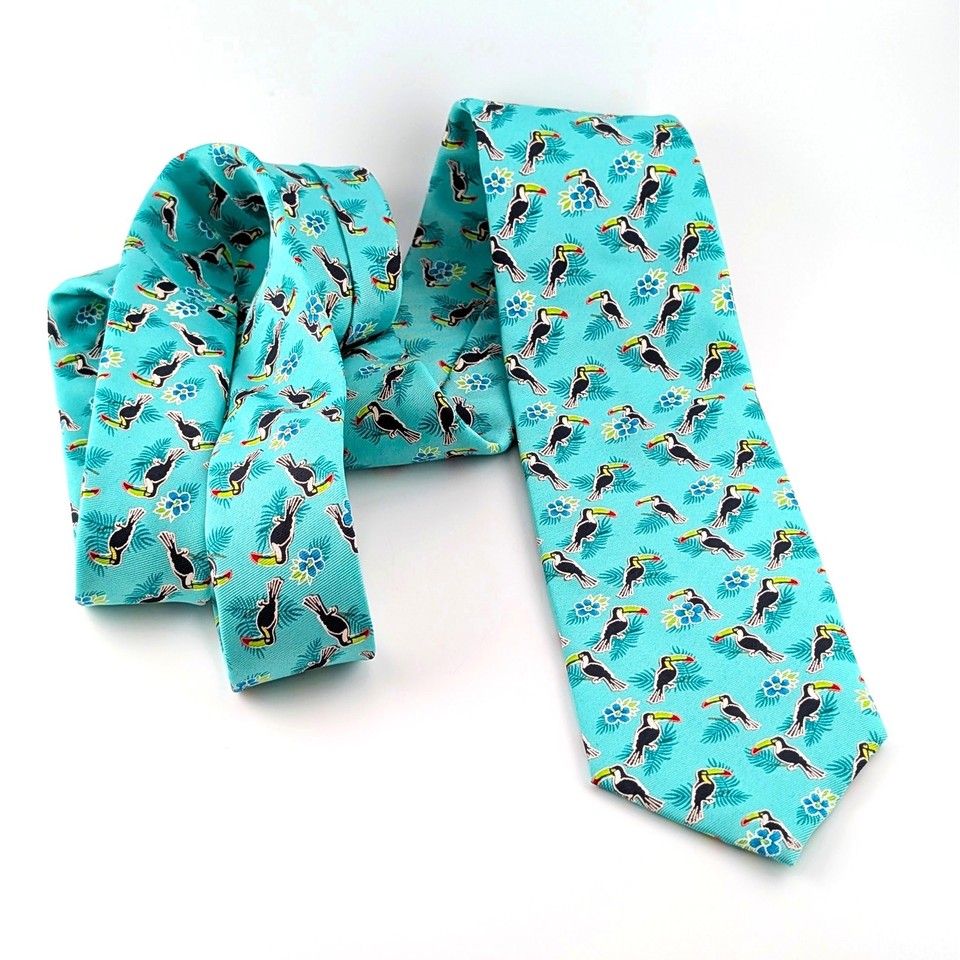 Haggar Clothing Mens Repp Tie Tucan Print Tropical Novelty Colorful ...