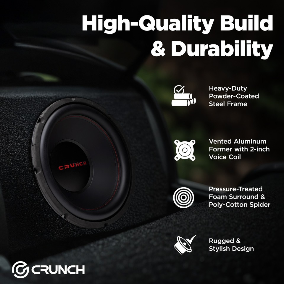 Crunch CRW12D4 12 Inch MAX 4 Ohm Dual Voice Coil Car Subwoofer Speakers ...