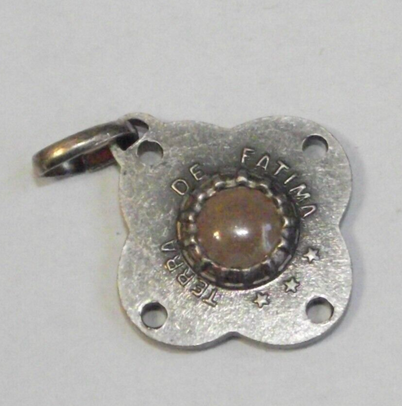 Vtg religious ornate soil earth relic pendant charm medal Our Lady of ...