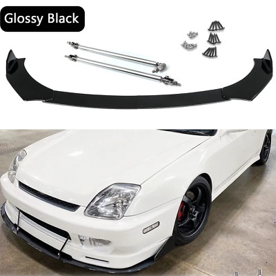 For Honda Prelude Si Front Bumper Lip Spoiler Splitter Body Kit + Strut ...