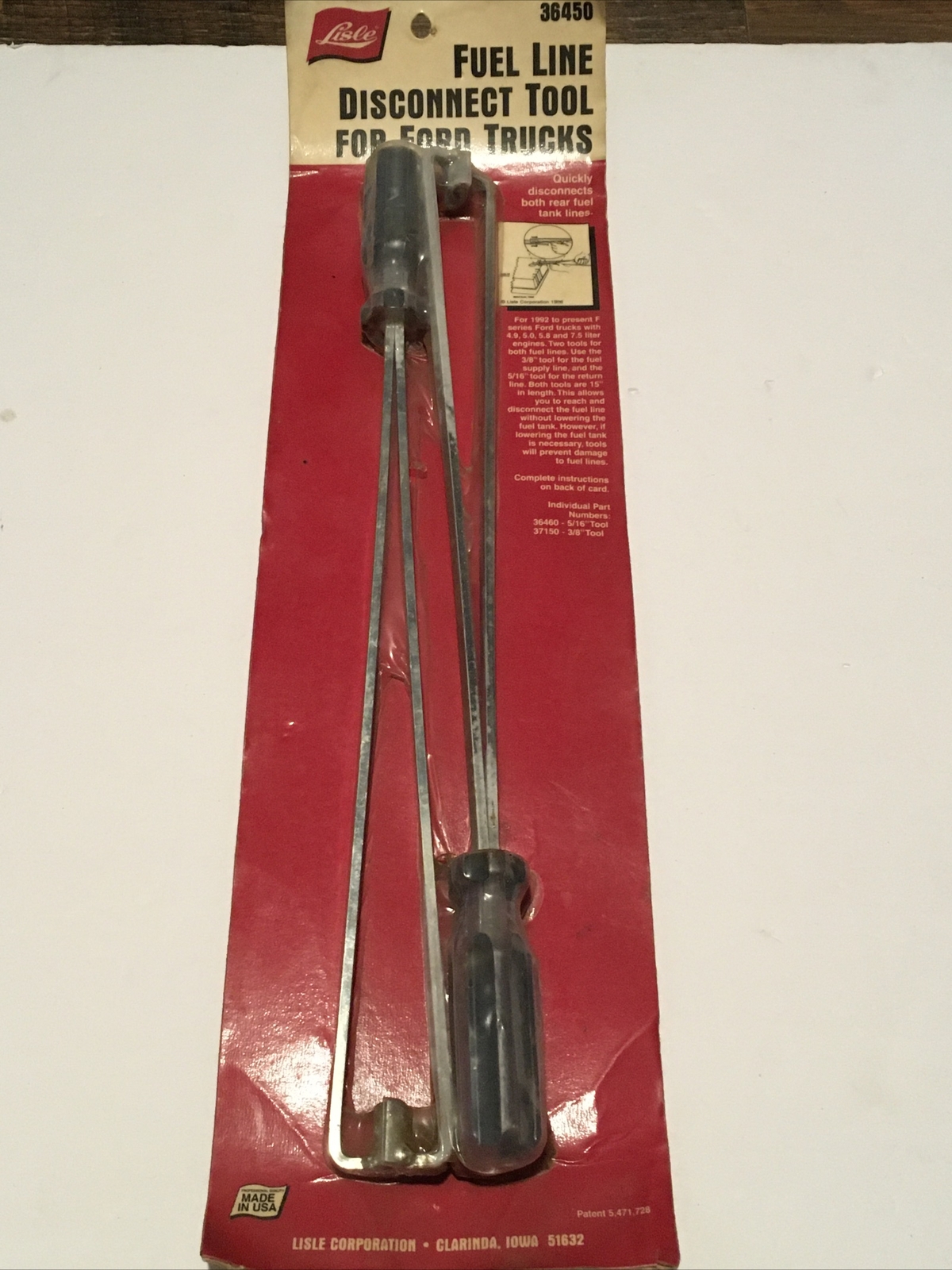 Lisle Tools 15" Long FUEL Line Disconnect Set Screwdriver Ford Truck 3/ ...