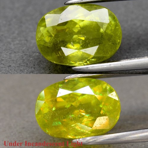 1.69ct 8x5.8mm Oval Natural Yellowish Green Sphene Gemstone, Adamantine ...