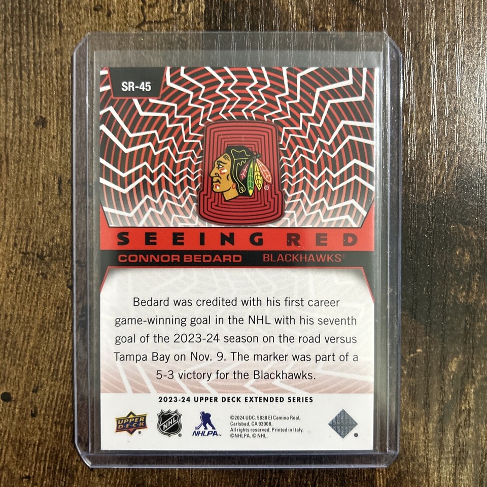 CONNOR BEDARD 2023-24 Upper Deck Extended Seeing Red SP Rookie SILVER ...