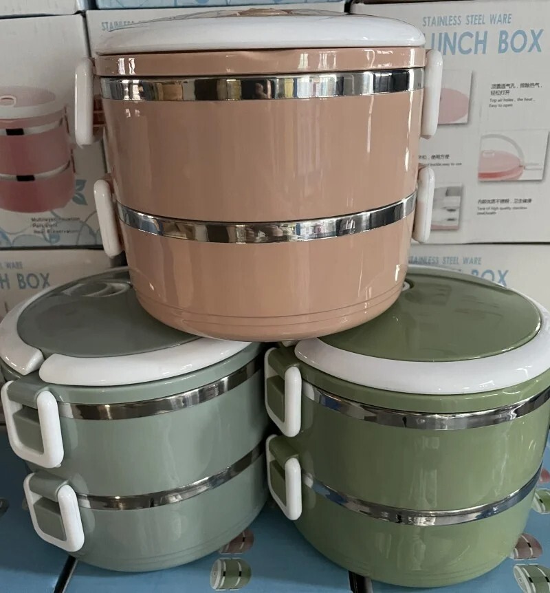 2 Tier Stainless Steel Insulated Lunch Box Container Thermos Soup and ...