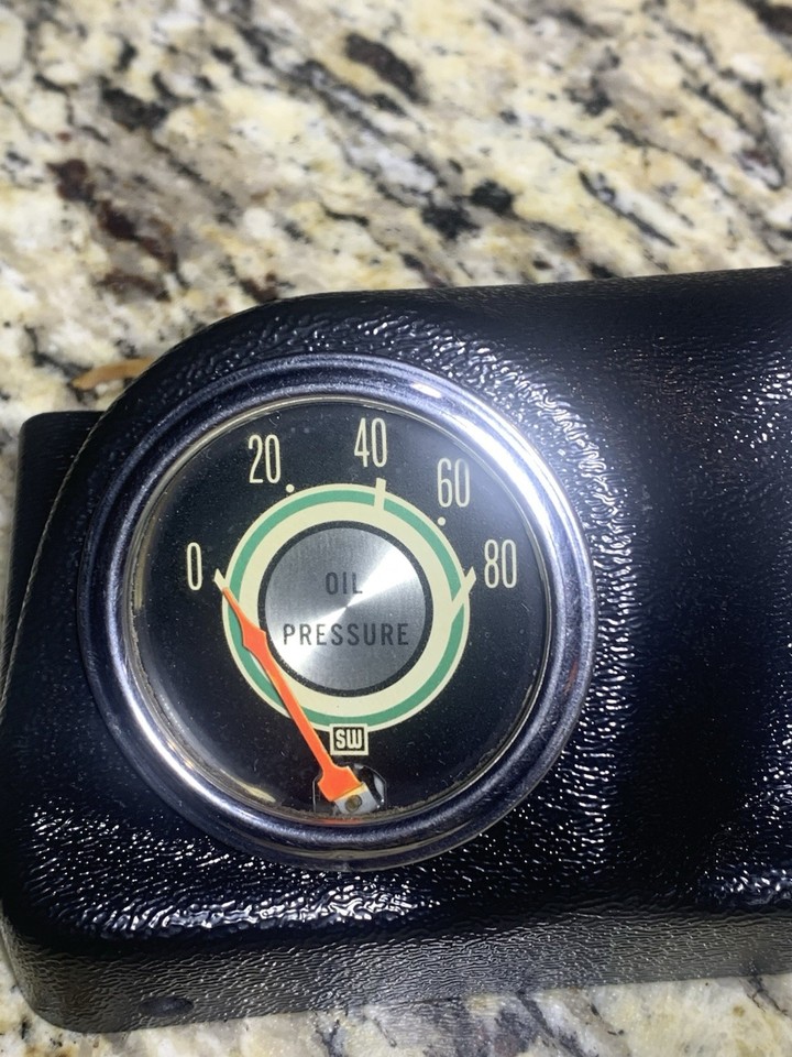 SW Stewart Warner Oil Pressure Gauge Gage Amperes Green Line Vintage ...