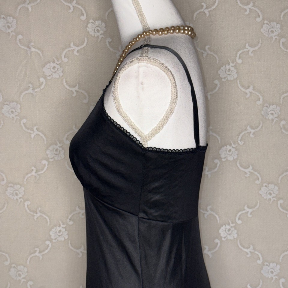 Vintage 1950s Woman’s Black Nylon Semi Sheer Full Slip Dress Size 32 ...