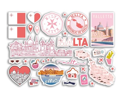 A5 Sticker Sheet Malta Vinyl Stickers - Landmarks Holiday Flag Map ...