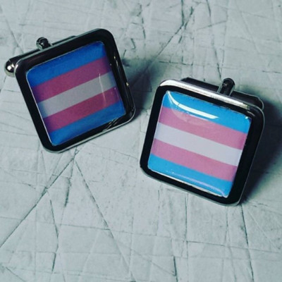 Unique TRANS FLAG CUFFLINKS chrome CUFFS LGBTQ+ lgbt FLAG equality LOVE ...
