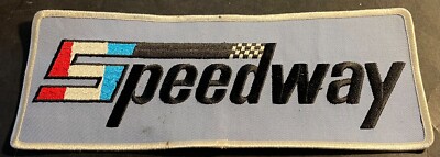 LARGE VINTAGE SPEEDWAY SNOWMOBILE MINI-BIKE PATCH 4" X 10" NICE READ ...