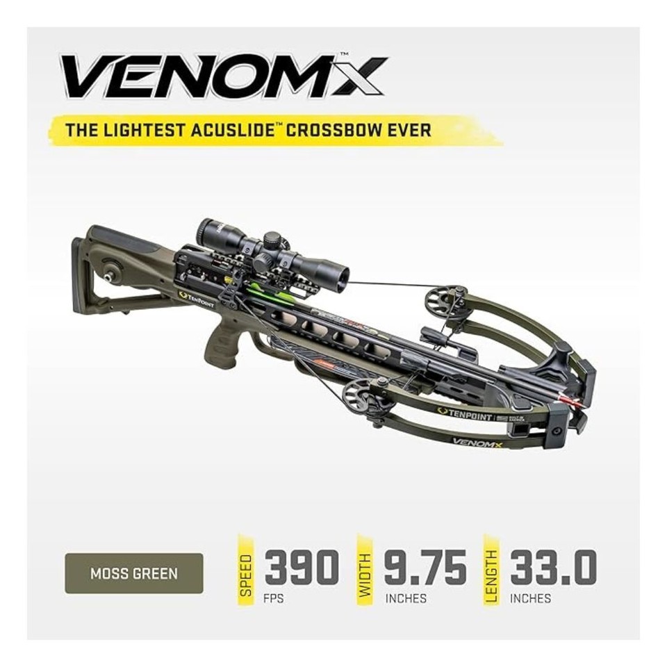 TenPoint Venom X Crossbow with ACUslide and Pro-View 400 Scope Moss ...