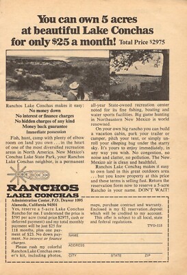 1972 PRINT AD ~ RANCHOS LAKE CONCHAS NEW MEXICO CONCHAS LAKE STATE PARK ...